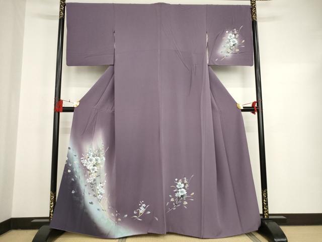 平和屋着物●訪問着　手描き　螺鈿　草花文　暈し染め　金彩　正絹　逸品　AAAQ4155ck