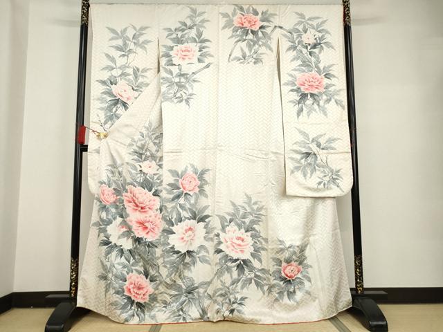 平和屋着物●豪華振袖　草花文　正絹　逸品　AAAQ5809ck