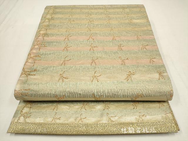 平和屋着物●織の宝石・ダイヤモンドカット　佐波理綴　六通柄本袋帯　桂離宮桂垣　横段文　金糸　正絹　逸品　AAAQ7602wj