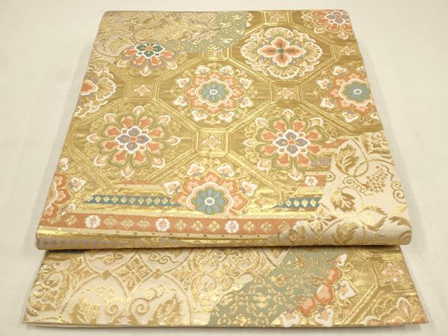 平和屋着物●西陣　服部織物謹製　六通柄袋帯　唐織　蜀江花唐草文　金糸　正絹　逸品　AAAQ7813wj