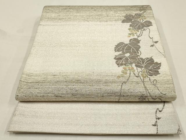 平和屋着物●両面　六通柄袋帯　蔦葉間道　金銀糸　正絹　逸品　AAAQ7850wj