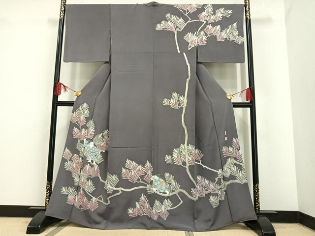 平和屋着物●本加賀友禅作家　斉藤正史　訪問着　若松に童子　遊児　証紙付き　正絹　逸品　AAAR0095np