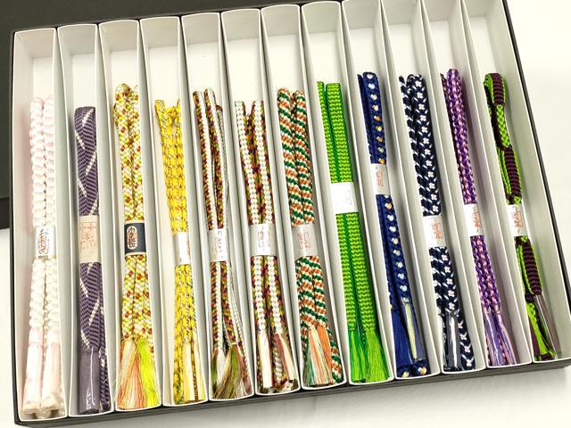 平和屋着物●和装小物　上質な帯締め12本セット　笹浪組　丸組　平組　箱入り　逸品　全て未使用　AAAR2989ay