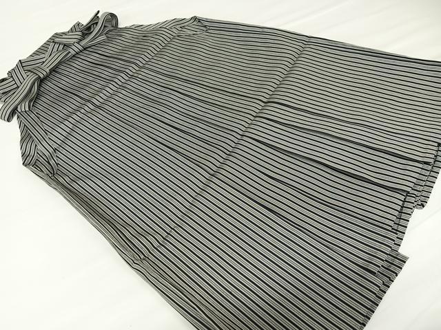平和屋着物●男性　行灯袴　縞　銀糸　正絹　逸品　AAAU8211zg