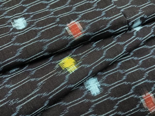 平和屋着物▽久留米絣　単衣　絣文様　綿　逸品　AAAR5766ph