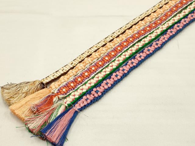 平和屋着物●和装小物　上質な帯締め5本セット　小桜組　金糸　逸品　AAAR6748ay