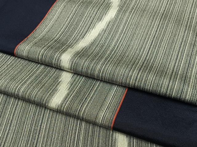 平和屋着物▽お召　単衣　間道　正絹　逸品　AAAS1506oa