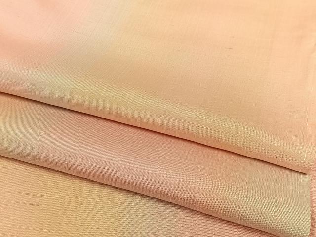 平和屋着物▽紅花紬　米沢　単衣　霞文　正絹　逸品　AAAS1509oa