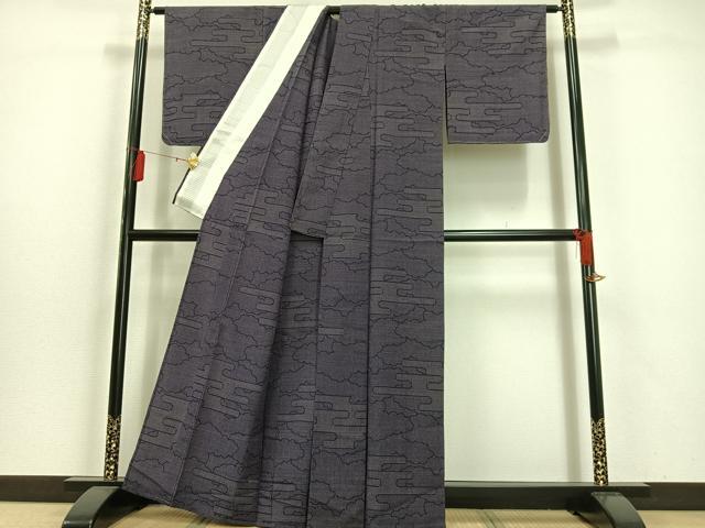 平和屋着物□極上 夏物 紗紬 十字絣 灰色地 逸品 CZAA3169s5