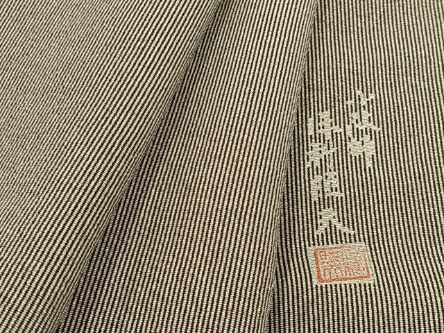 平和屋着物▽江戸小紋　単衣　作家物　万筋　赤墨色×亜麻色　正絹　逸品　未使用　AAAS1514oa