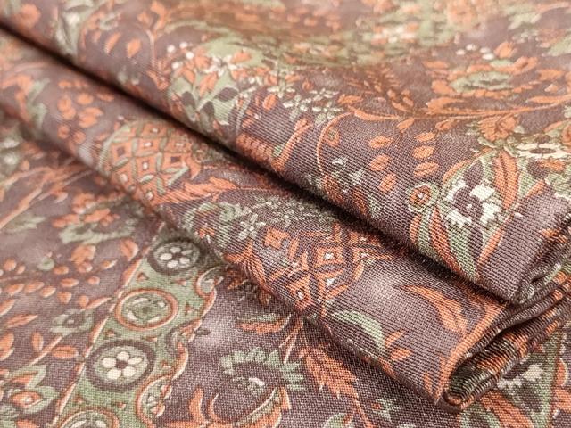 平和屋着物▽小紋　単衣　更紗間道　胴抜き仕立て　洗える着物　AAAS3109iu