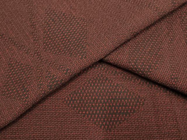 平和屋着物▽本塩沢　単衣　110亀甲　幾何学文　正絹　逸品　AAAS4934fy