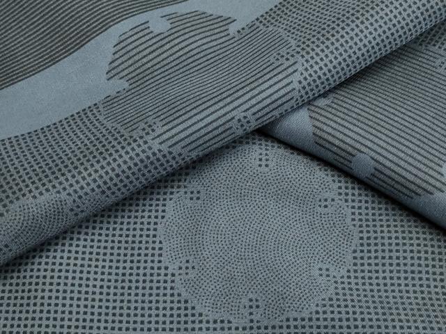 平和屋着物▽男性　小紋　単衣　雪輪間道　反端付き　正絹　逸品　未使用　AAAS4939fy