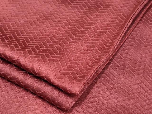 平和屋着物▽上質な色無地　単衣　檜垣地紋　葡萄茶色　正絹　逸品　AAAS4955fy