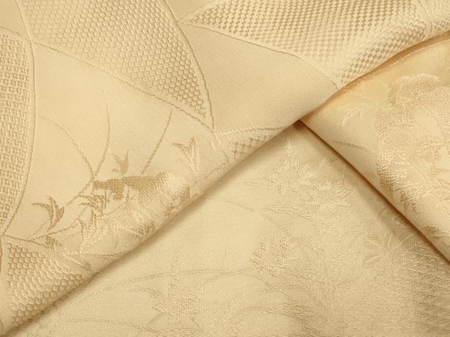 平和屋着物▽上質な色無地　単衣　草花文　蜂蜜色　正絹　逸品　未使用　DAAQ4531fym
