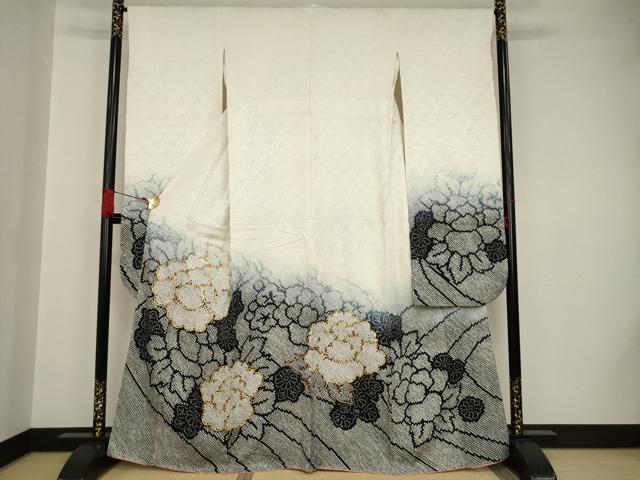 平和屋着物●豪華振袖　総絞り　駒刺繍　舞花文　正絹　逸品　AAAS6621ck