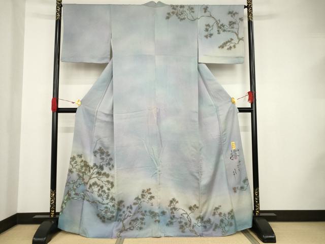 平和屋着物●紙芸創作者・横山優　和紙　訪問着　松　正絹　逸品　AAAS6679ck