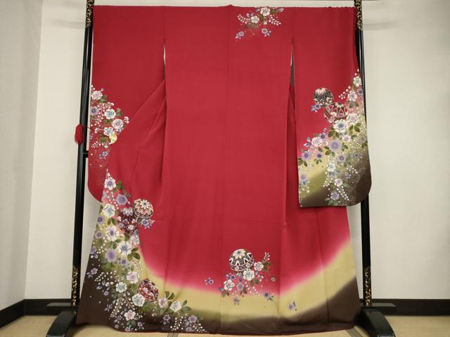 平和屋着物●豪華振袖　辻が花　花鞠文　暈し染め　金彩　正絹　逸品　AAAS6703ck
