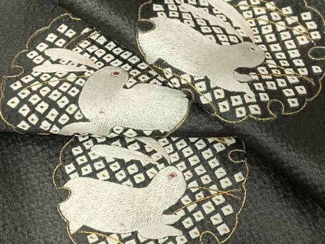 平和屋着物●上質な小紋　総刺繍　雪輪重ね文　跳兎　金糸　ますいわ屋扱い　正絹　逸品　AAAT0209zg
