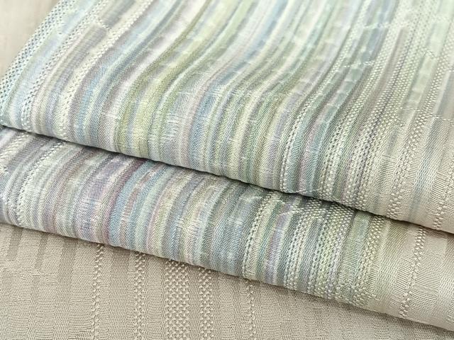 平和屋着物●上質な小紋　シケ引き染　志毛引き染　縞　正絹　逸品　AAAT0217zg