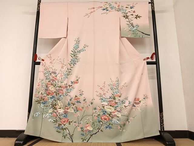 平和屋着物●本加賀友禅作家　前川哲　訪問着　枝花文　暈し染め　正絹　逸品　AAAT0224zg