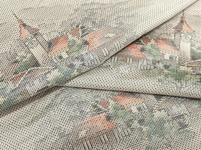 平和屋着物●都喜ヱ門　本場大島紬　白大島　7マルキ　風景文　藤絹織物謹製　正絹　逸品　未使用　AAAT0590zg