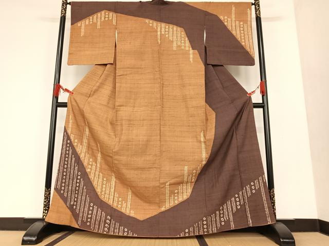 平和屋着物●訪問着　紬地　絞り　正絹　逸品　AAAT0591zg