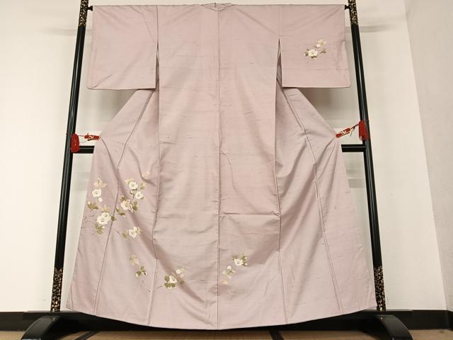 平和屋着物●訪問着　友禅　作家物　紬地　枝花文　ますいわ屋扱い　正絹　逸品　AAAT0674zg