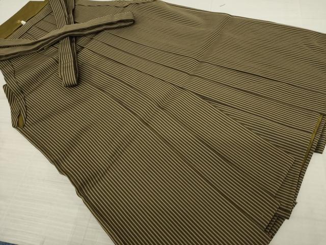 平和屋着物●男性　馬乗り袴　縞　正絹　逸品　AAAT0841ck