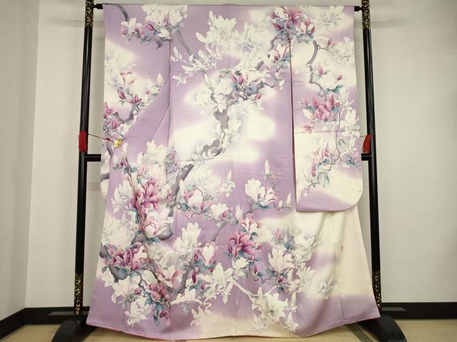 平和屋着物●豪華振袖　作家物　枝花文　暈し染め　正絹　逸品　AAAT0860ck