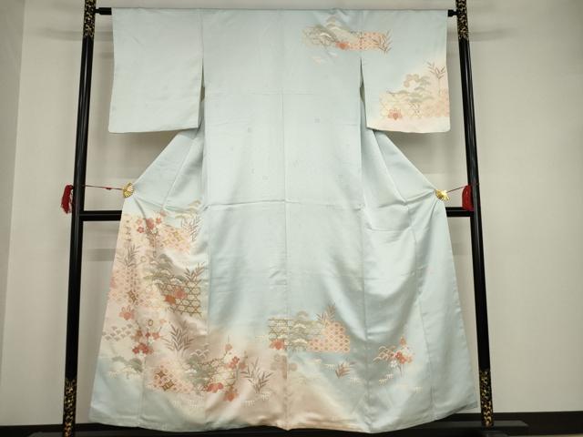 平和屋着物●十日町老舗ブランド　吉澤友禅　吾妻徳穂　訪問着　吉祥花文　暈し染め　金彩　正絹　逸品　AAAT0888ck