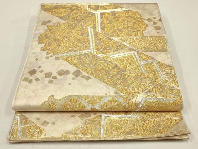 平和屋着物●西陣　川島織物　六通柄　本袋帯　吉祥花文　金銀糸　引箔　正絹　逸品　AAAT1309wj
