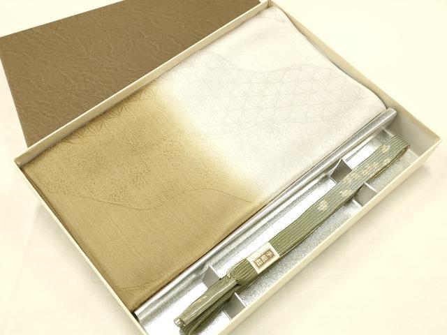 平和屋着物●和装小物　帯締め・帯揚げセット　高麗組 綾出し　暈し染め　金銀糸　逸品　未使用　AAAT2165ay