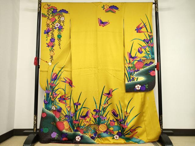 平和屋着物●豪華振袖　作家物　花鳥籬文　正絹　逸品　AAAT2231ck