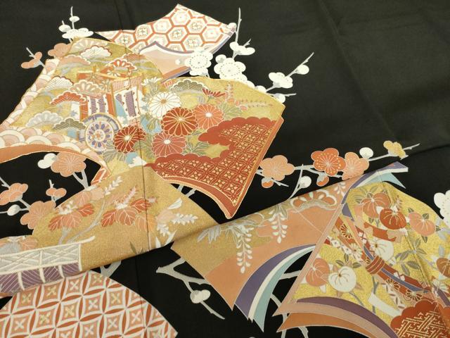 平和屋着物○創業460年・千總 黒留袖 駒刺繍 冊子花文