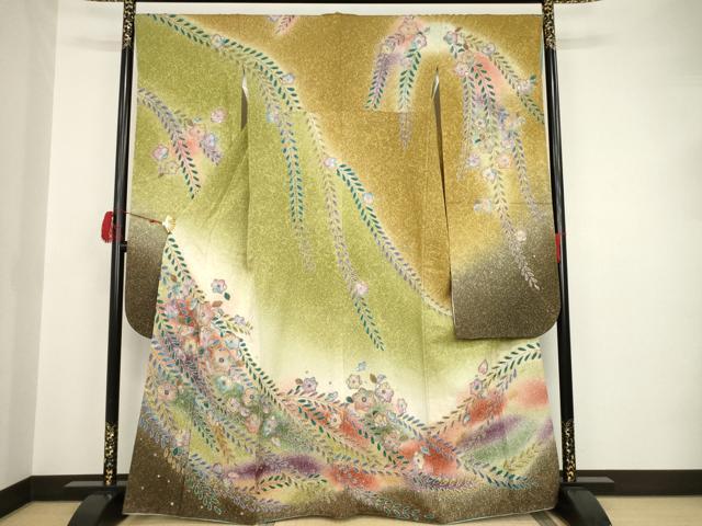 平和屋着物●豪華振袖　辻が花　絞り　舞花文　暈し染め　金彩　正絹　逸品　AAAT2235ck