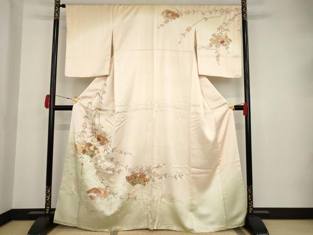 平和屋着物●十日町老舗ブランド　吉澤友禅　吾妻徳穂　訪問着　地紙花文　金彩　正絹　逸品　AAAT2248ck