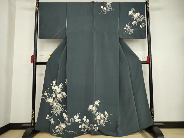 平和屋着物●訪問着　刺繍　枝椿　正絹　逸品　AAAT2257ck