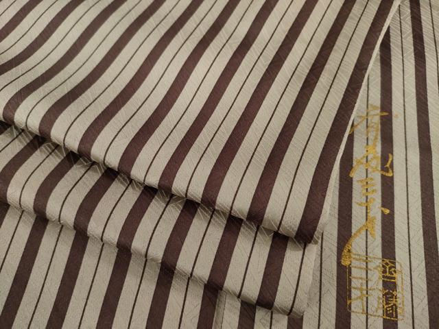 平和屋着物●染色作家　斉藤三才　小紋　縞　正絹　逸品　AAAT2278ck