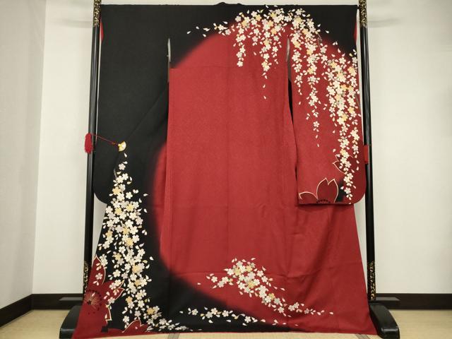 平和屋着物●豪華振袖　舞桜　暈し染　金彩　ロング丈　正絹　逸品　AAAT2295ck