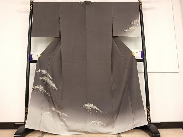 平和屋着物●訪問着　駒刺繍　遠山文　暈し染め　金糸　さが美扱い　正絹　逸品　AAAT3021np