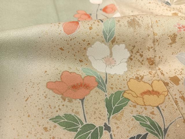 平和屋着物○訪問着 友禅 草花文 暈し染め 金彩 正絹 逸品 AAAT3026np