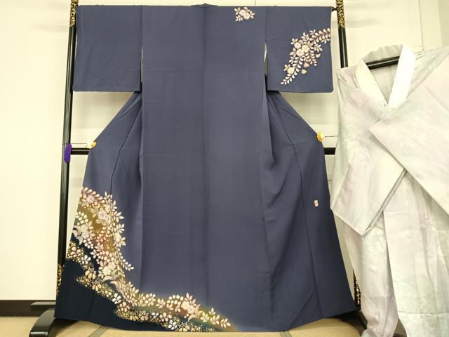 平和屋着物●越後十日町の一流染匠　桐屋・翠山工房　訪問着　長襦袢セット（無双仕立て）絞り 辻が花 暈し染め 金彩 正絹 逸品 AAAT3031np