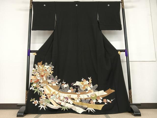 平和屋着物●創業460年・千總　駒刺繍　宝尽くし　金糸　金彩　正絹　逸品　AAAT3033np