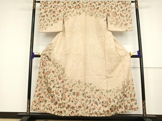 平和屋着物●お召　訪問着　枝花文　金糸　三越扱い　正絹　逸品　AAAT3080np