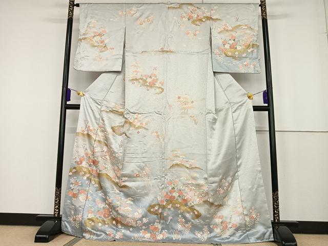 平和屋着物○訪問着 駒刺繍 風景草花文 暈し染め 金彩 ます