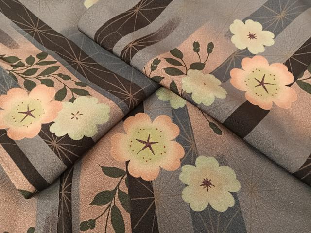 平和屋着物●上質な小紋　枝花間道　暈し染め　正絹　逸品　AAAT3089np