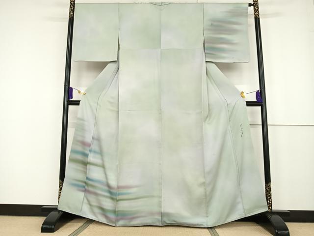平和屋着物●染色作家　斉藤三才　訪問着　霞文　暈し染め　正絹　逸品　AAAT3100np