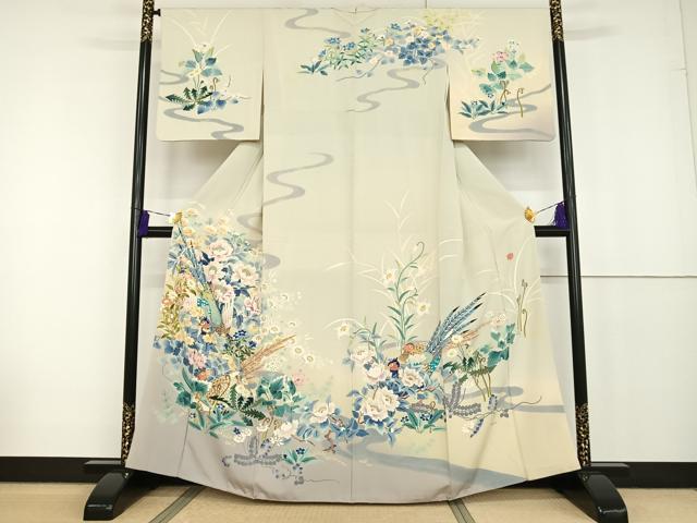 平和屋着物●本加賀友禅作家　松本基之　訪問着　花鳥文　暈し染め　正絹　逸品　AAAT3122np