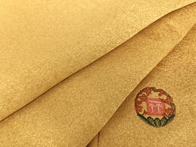 平和屋着物●久保田一竹　幻の辻が花　色無地　草花地紋　芥子色　金通し地　さが美扱い　正絹　逸品　AAAT3136np